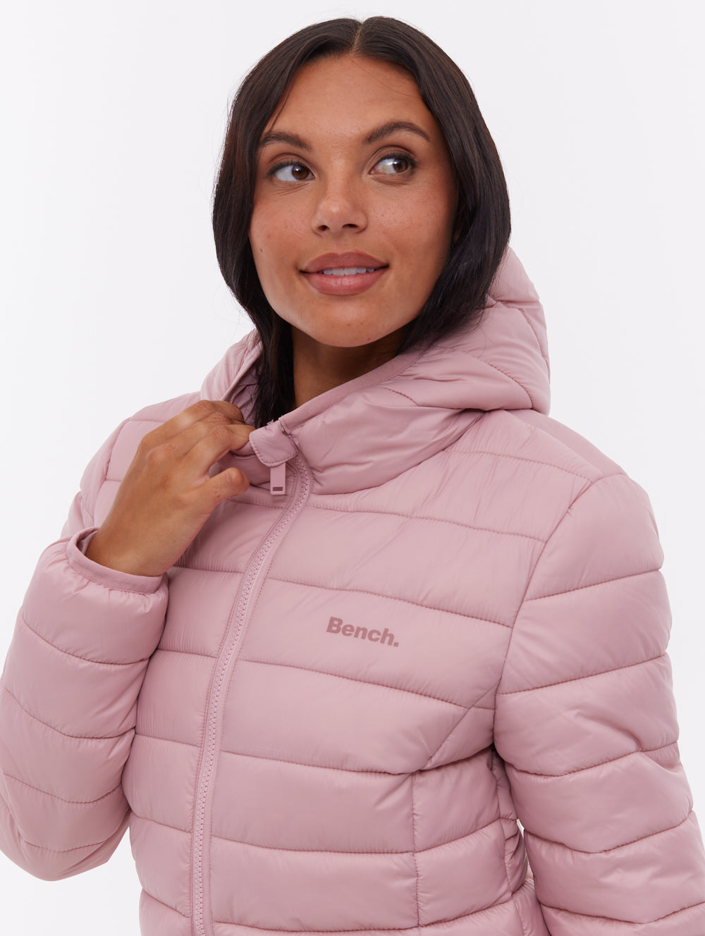 Nella Hooded Maxi Puffer Jacket - Pink - Bench